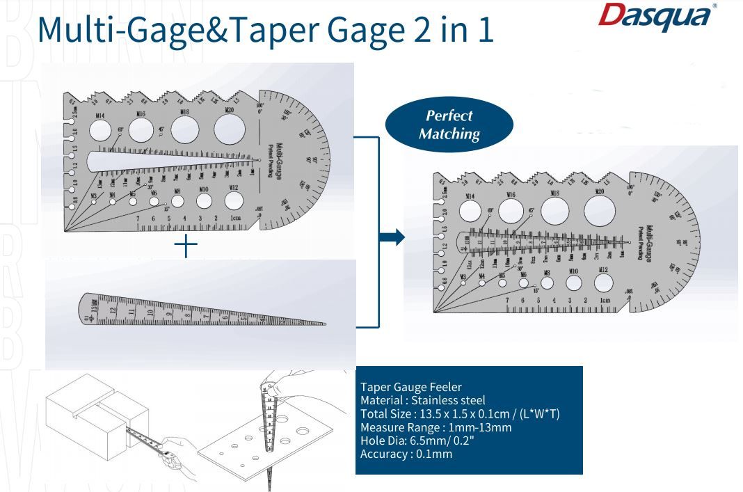 Dasqua Stainless Steel Multi-function Gauge with Taper Gauge 8511-0060 ...